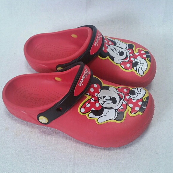 CROCS | Shoes | Crocs Girls Minnie Mouse Red Sandals Mules Sz 3 Y ...